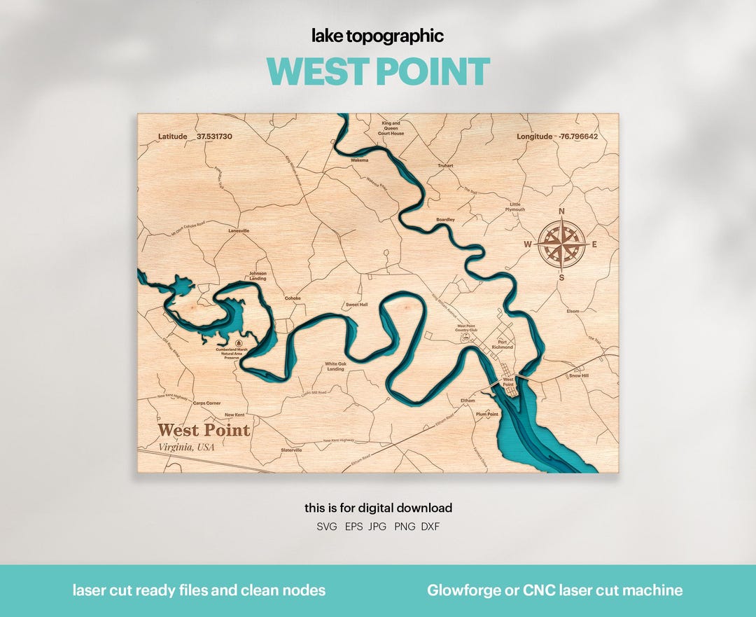 Lake House Decor, West Point Map SVG, Wood Wall Decor Gift, Topographic ...