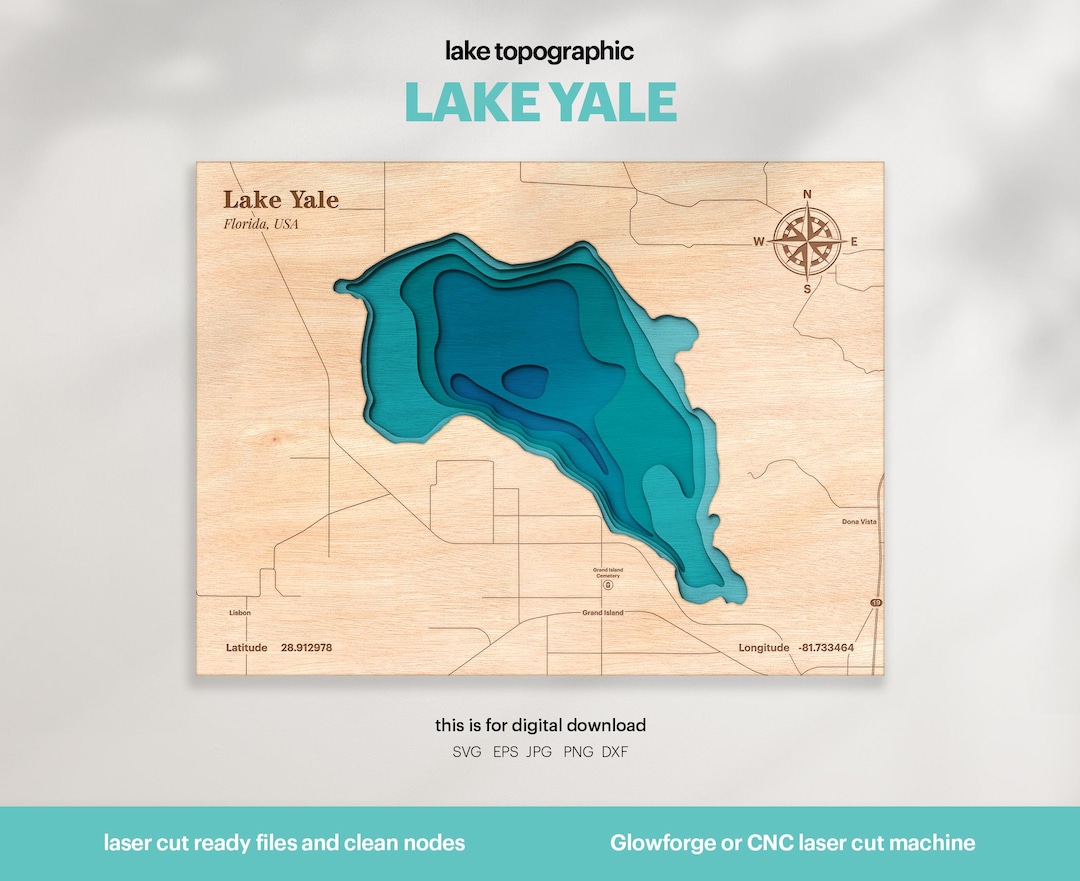 Yale Lake Topographic Map SVG: Laser Cut File (digital Download) - Etsy