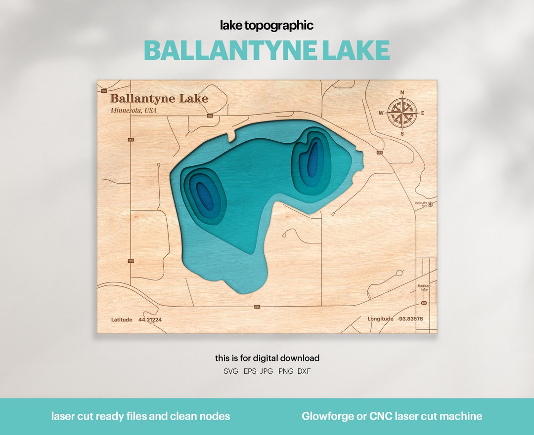 Ballantyne Lake Topographic Map: 3D Wood Wall Art (digital Download) - Etsy