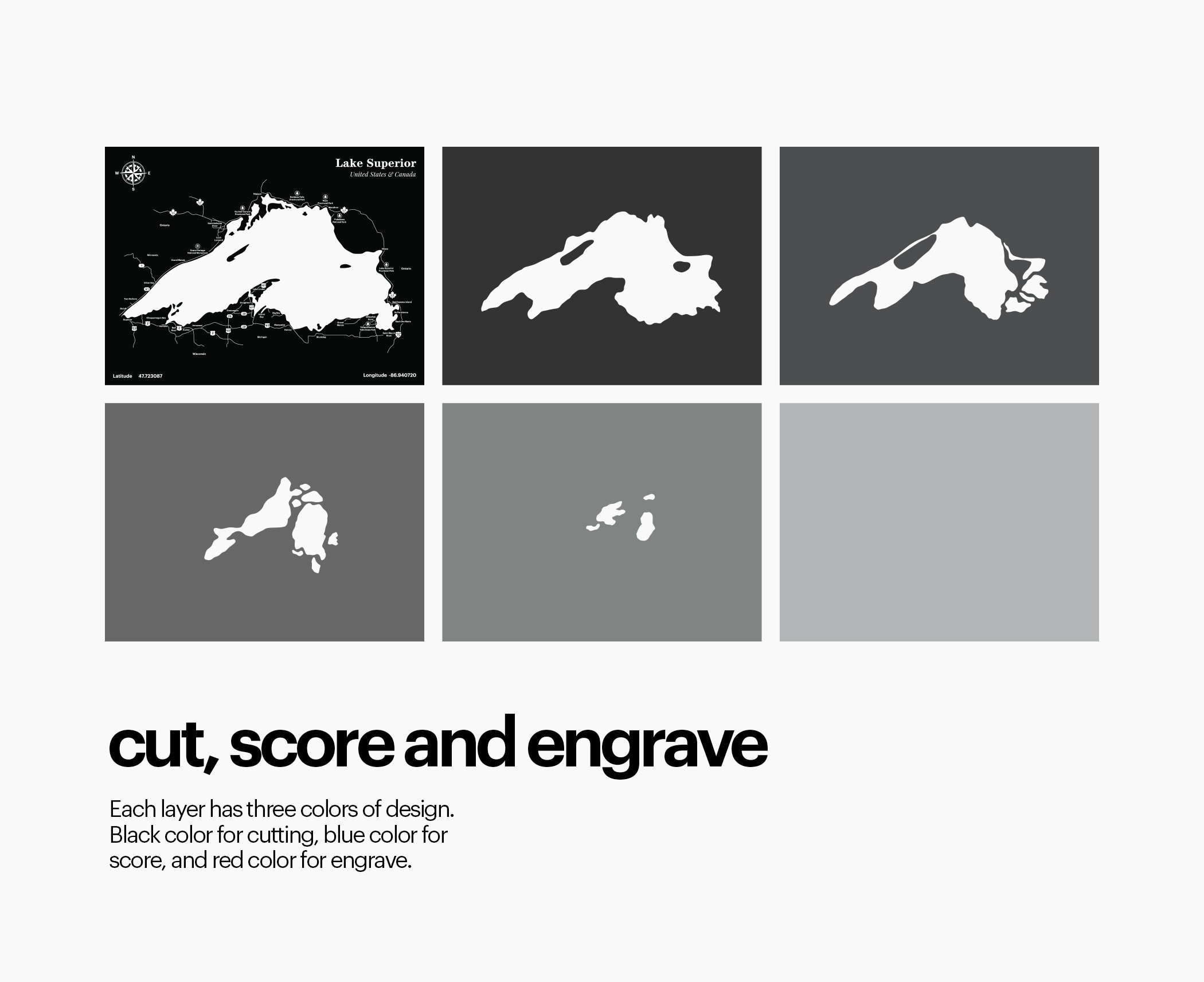Lake Superior Map SVG: 3D Topographic Laser Cut File (digital Download ...