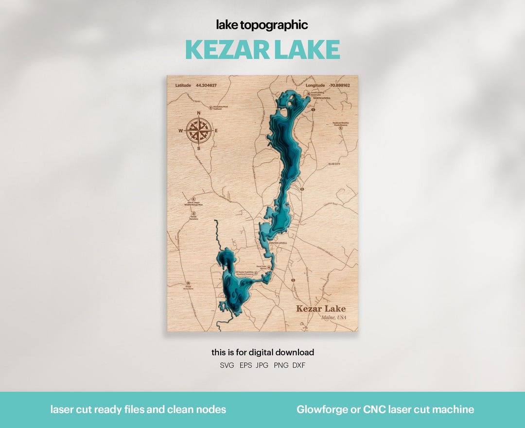 Kezar Lake Topographic Map: 3D Wood Wall Decor (digital Download) - Etsy