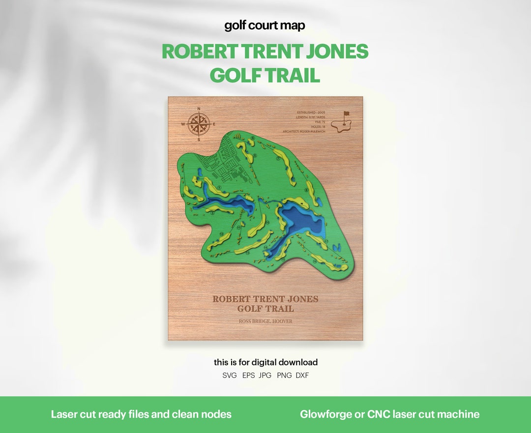 Golf Course Map, Golf Trail Courses Map in Alabama, Gift for Golfer ...