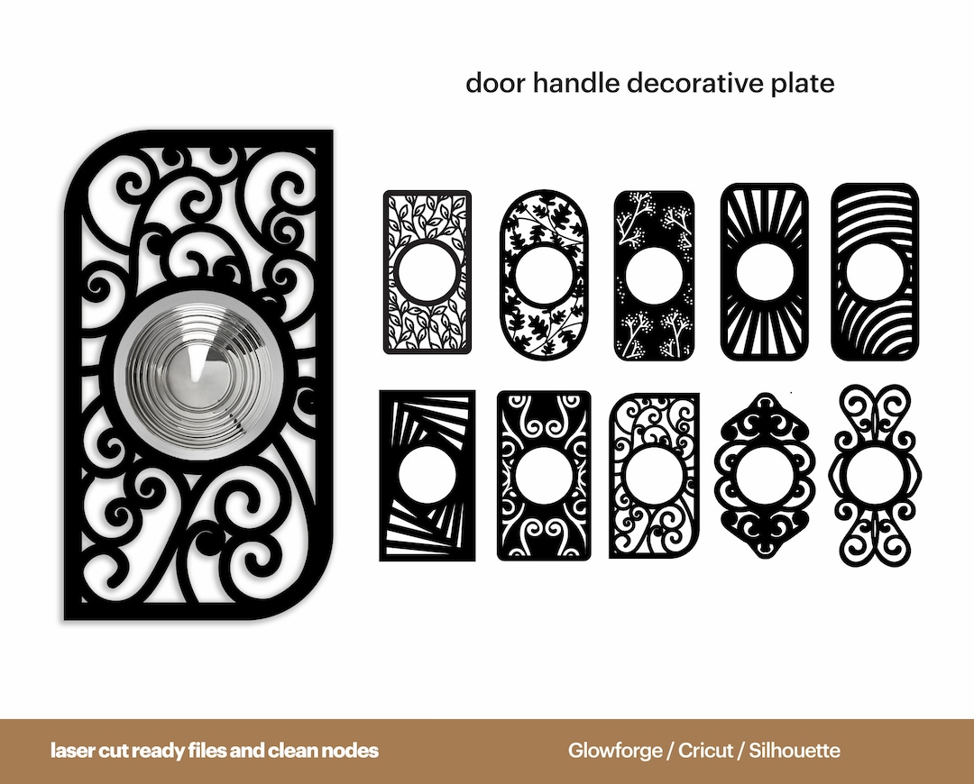 50 Door Handle Decorative Plates SVG: Laser Cut Files, Glowforge - Etsy