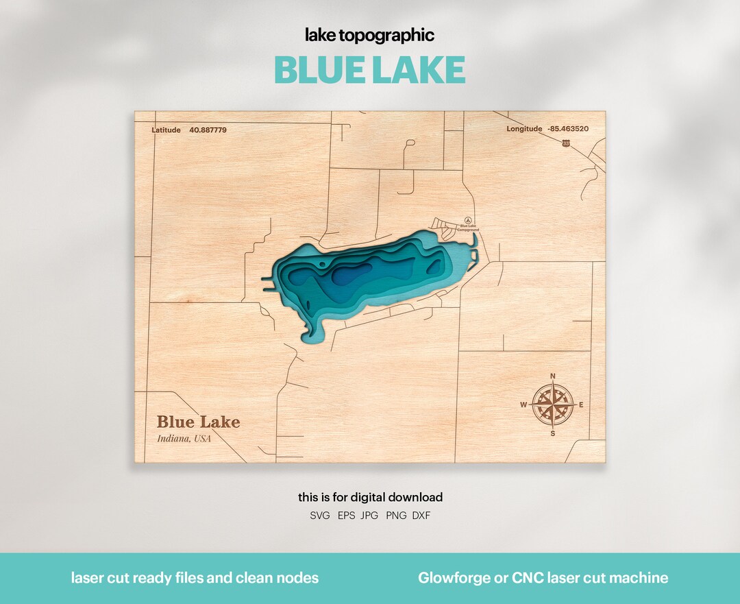 Lake House Decor, Blue Lake Map SVG, Map Art, Wood Wall Decor Gift ...
