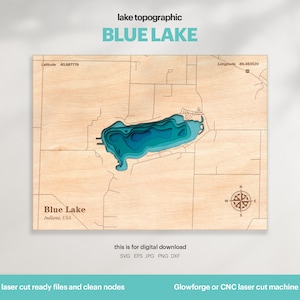 Lake House Decor, Blue Lake Map SVG, Map Art, Wood Wall Decor Gift ...