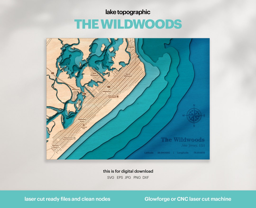 Wildwoods Topographic Map SVG: Lake House Wood Decor (digital Download ...