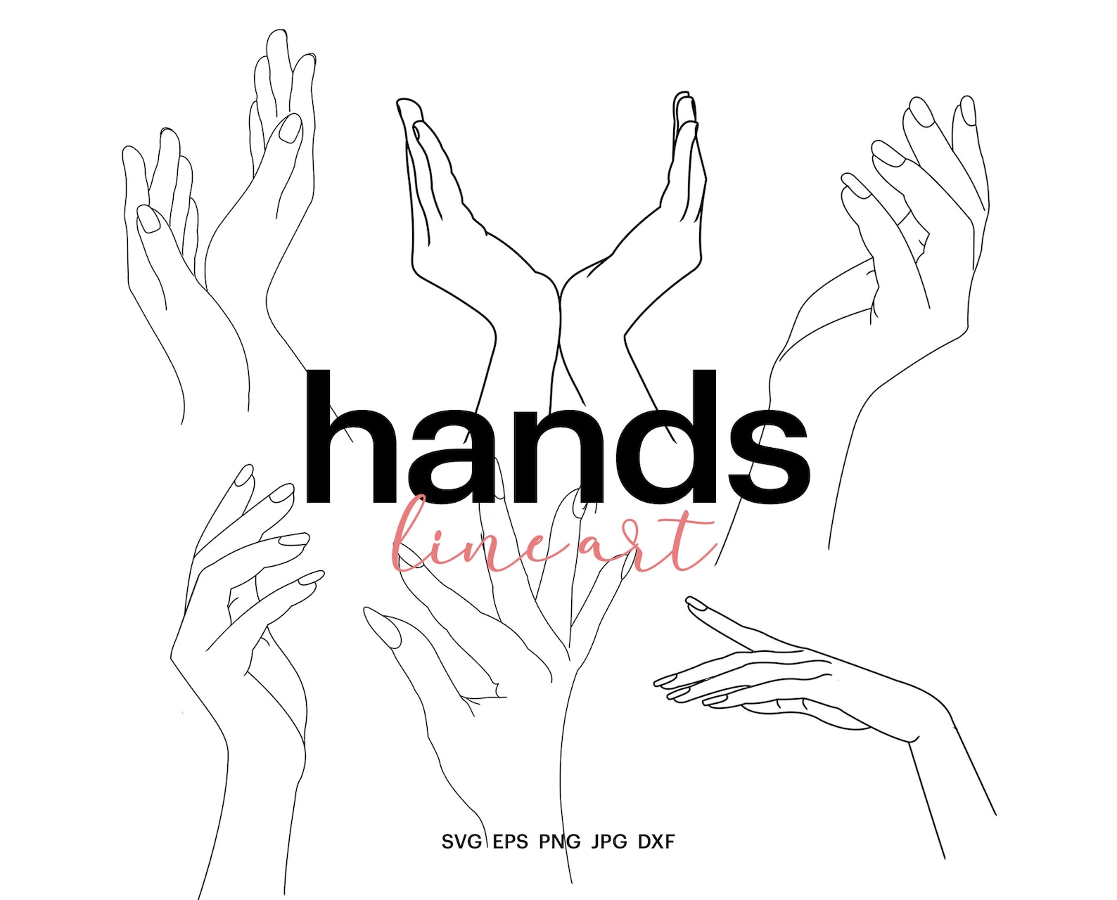 Woman Hands Line Art SVG Bundle: Minimalist Vector Design - Etsy