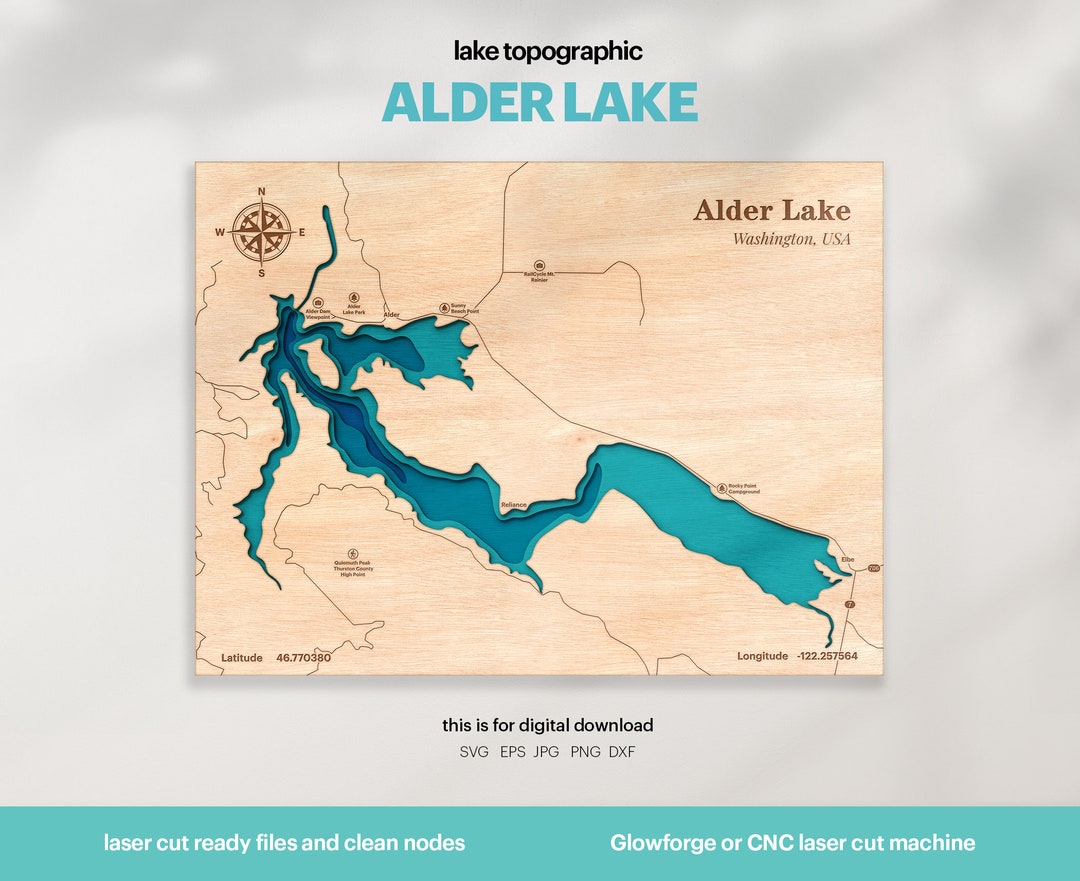 Lake House Decor, Alder Lake Map SVG, Map Art, Wood Wall Decor ...