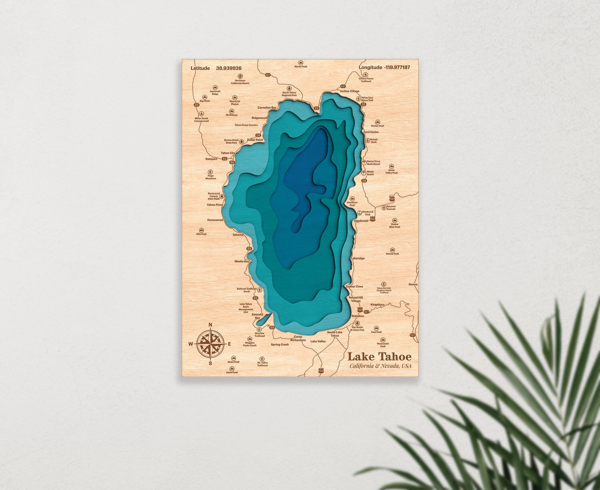Lake Tahoe Map SVG: 3D Topographic Laser Cut File (digital Download) - Etsy