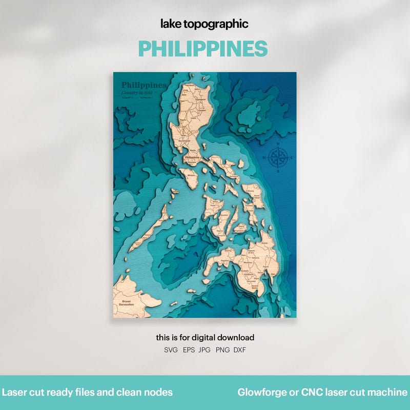 Philippines Map World Map - Etsy