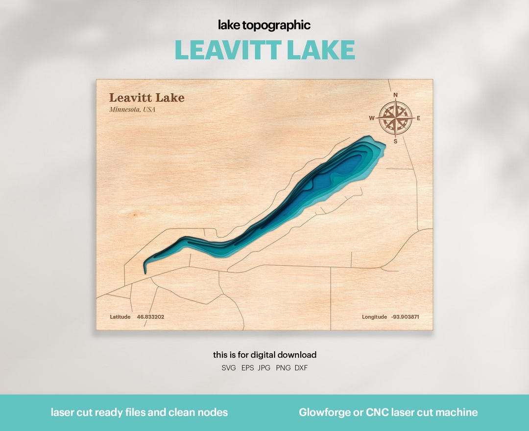 Lake House Decor, Leavitt Lake Map SVG, Wood Wall Decor Gift ...