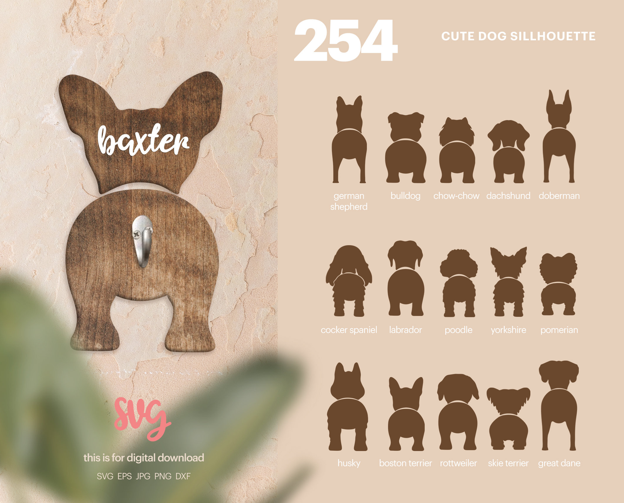 254 Dog Silhouette Bundle SVG UPDATE Dog Butt Leash Holder - Etsy Canada