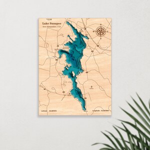 Lake House Decor, Lake Sunapee Map SVG, Map Art, Wood Wall Decor Gift ...