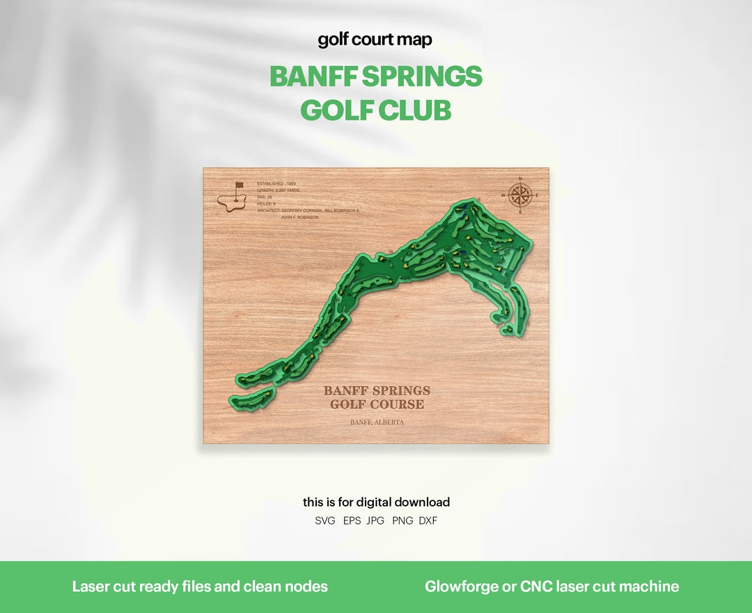 Banff Golf Course Map, Golf Map, Gift for Golfer, Wood Map Layered ...