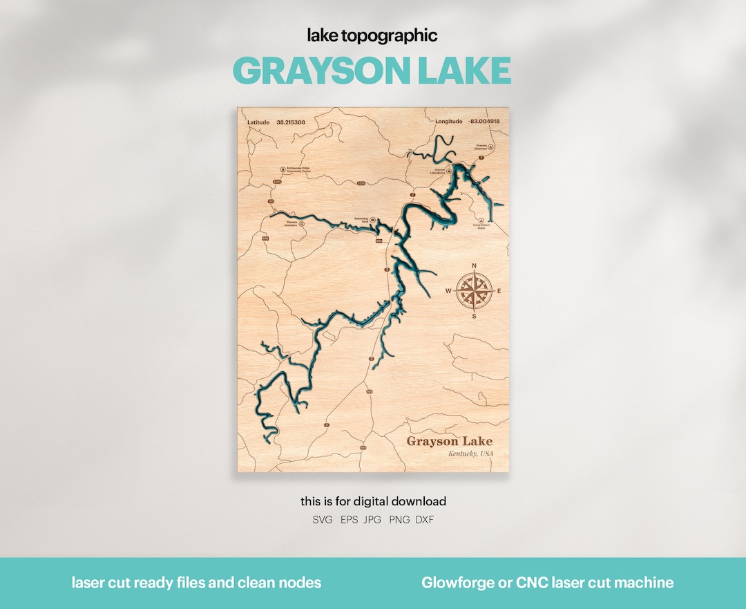 Lake House Decor, Grayson Lake Map SVG, Wood Wall Decor Gift ...