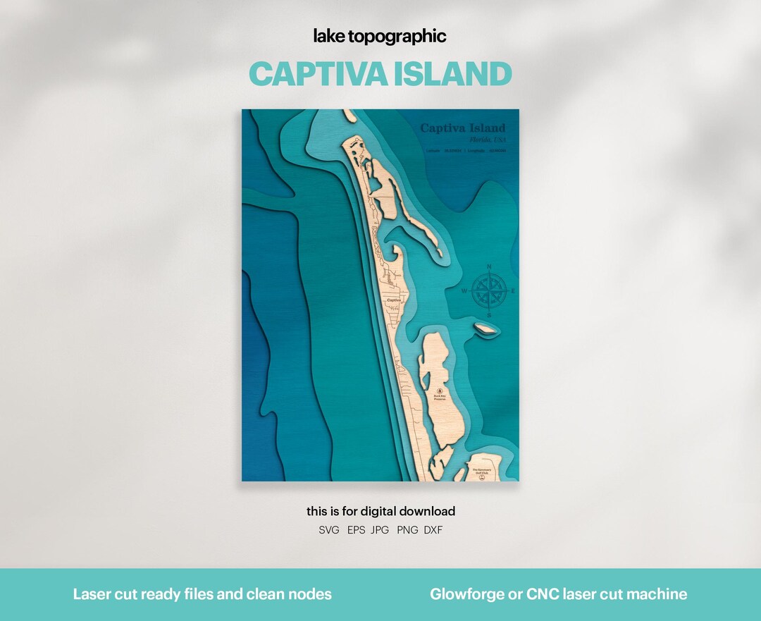 Lake House Decor, Captiva Island Map SVG, Wood Wall Decor Gift ...