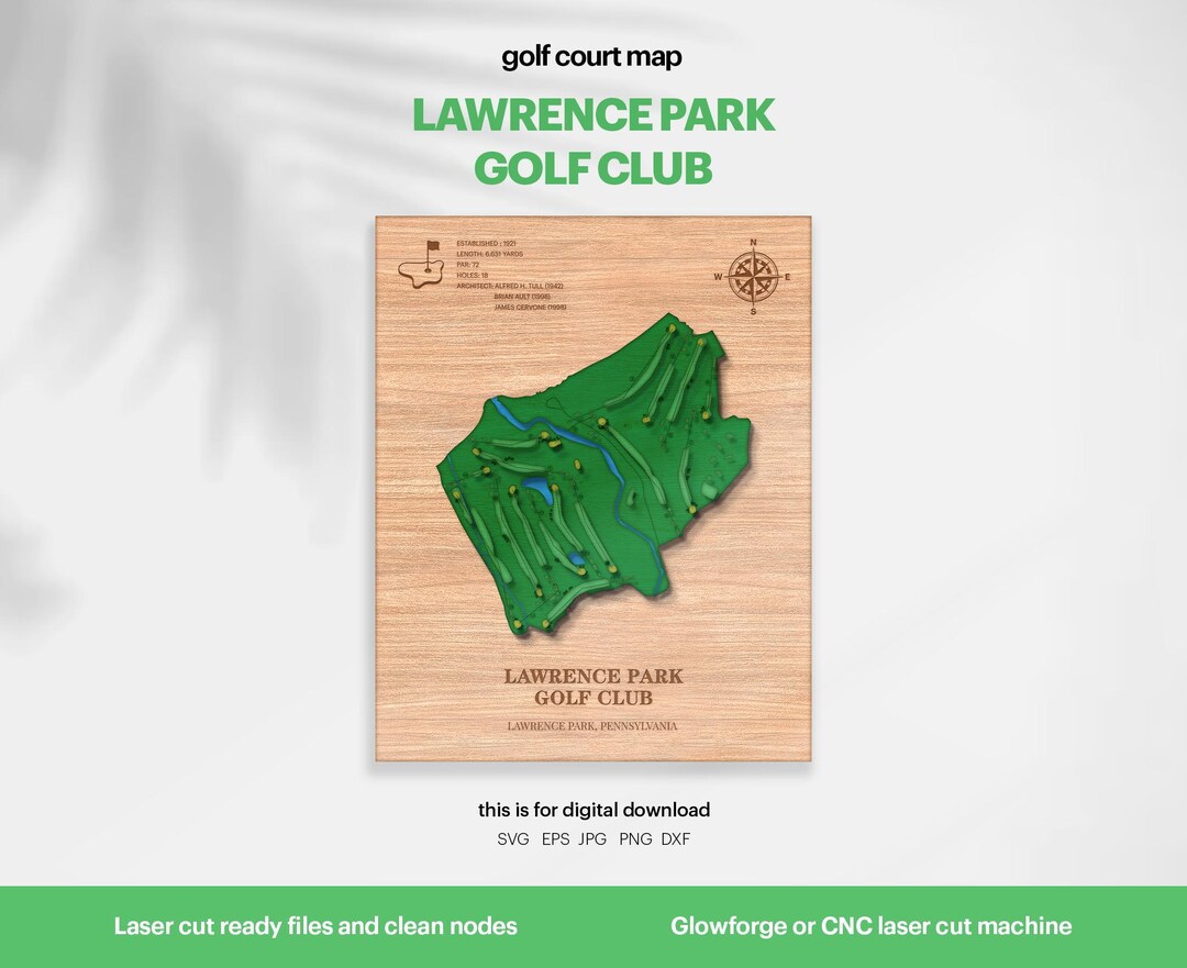 Lawrence Pennsylvania Golf Course Map: Laser Cut File (digital Download ...