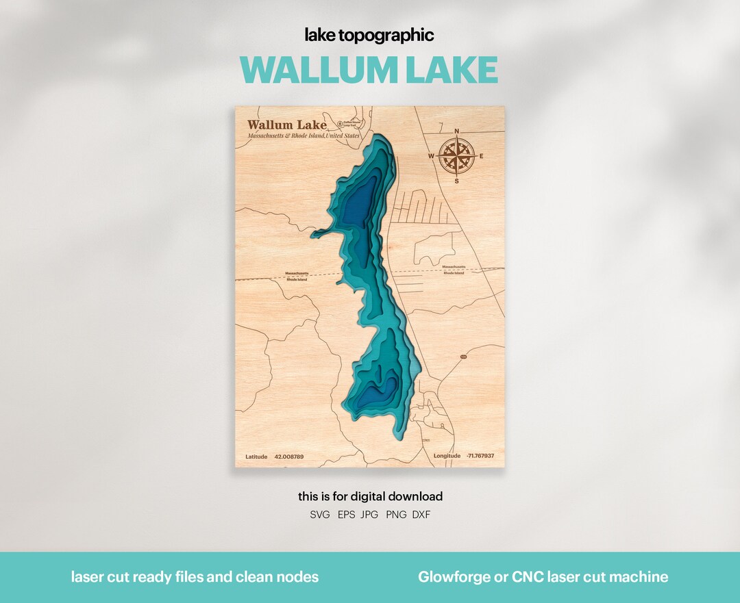 Lake House Decor, Wallum Lake Map SVG, Wood Wall Decor Gift ...