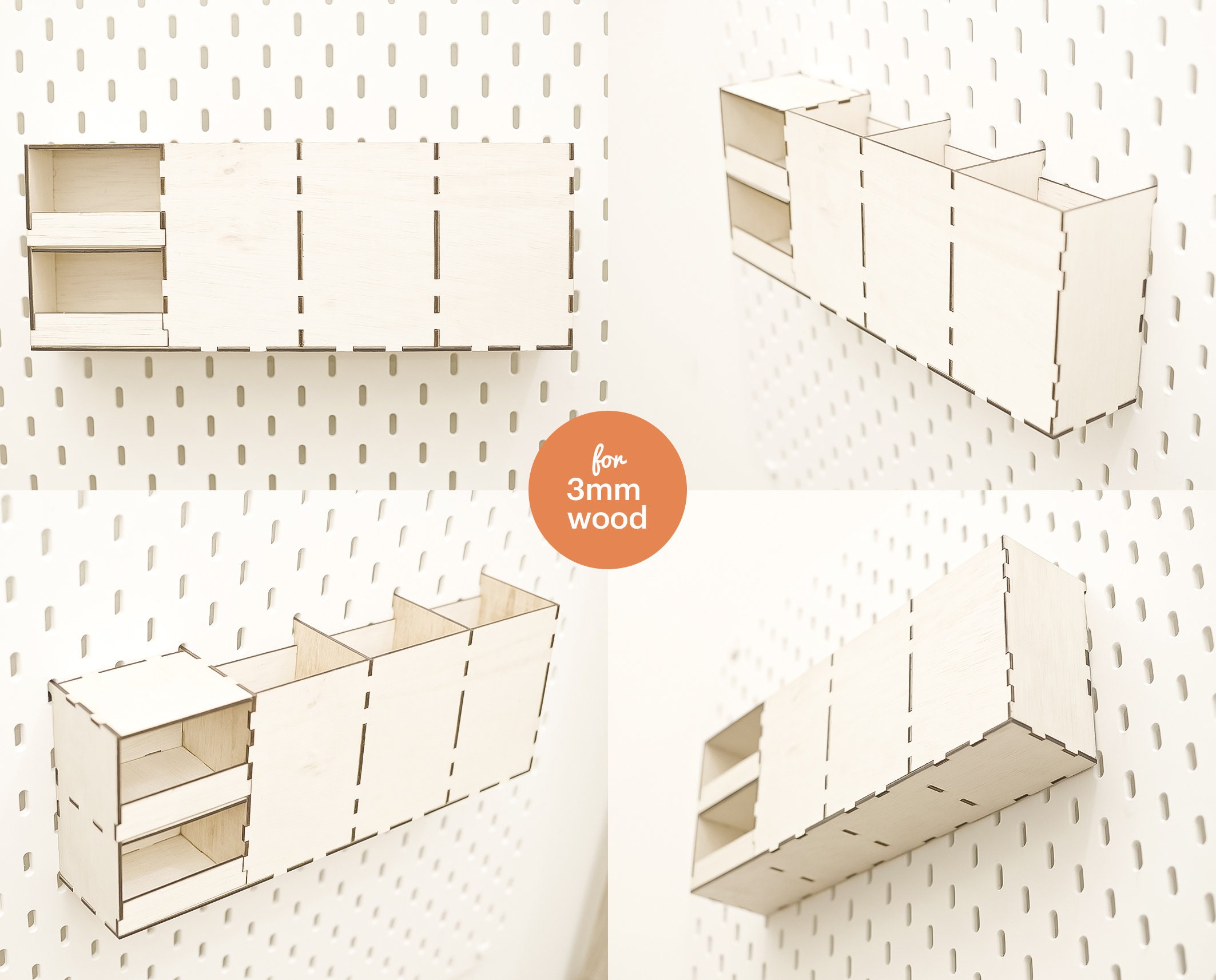 Pegboard Accessories Box With Shelf Organizer Laser Cuting | Etsy