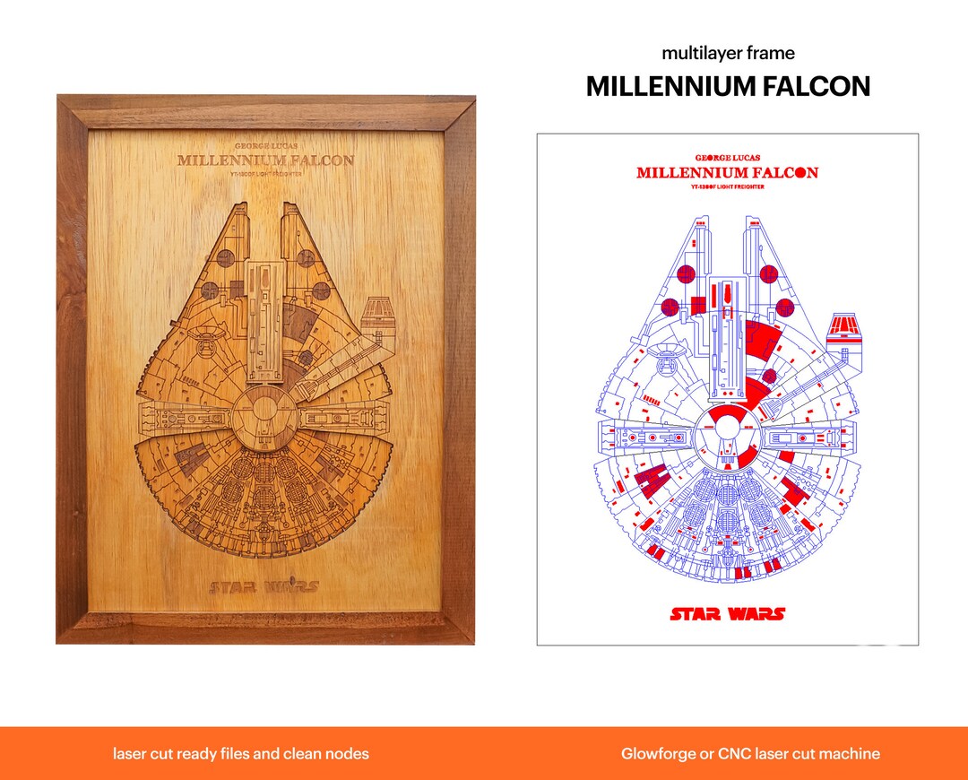 Millennium Falcon Laser Cut File: Multilayer Star Wars Wall Art (SVG ...
