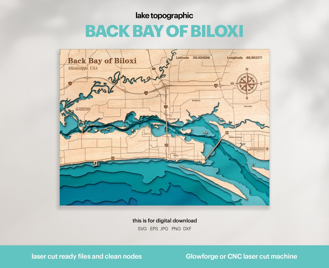 Lake House Decor, Back of Biloxi Map SVG, Wood Wall Decor Gift ...