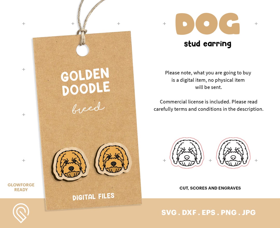 Golden Doodle Stud Earring Laser Cut File (SVG, DXF) - Etsy