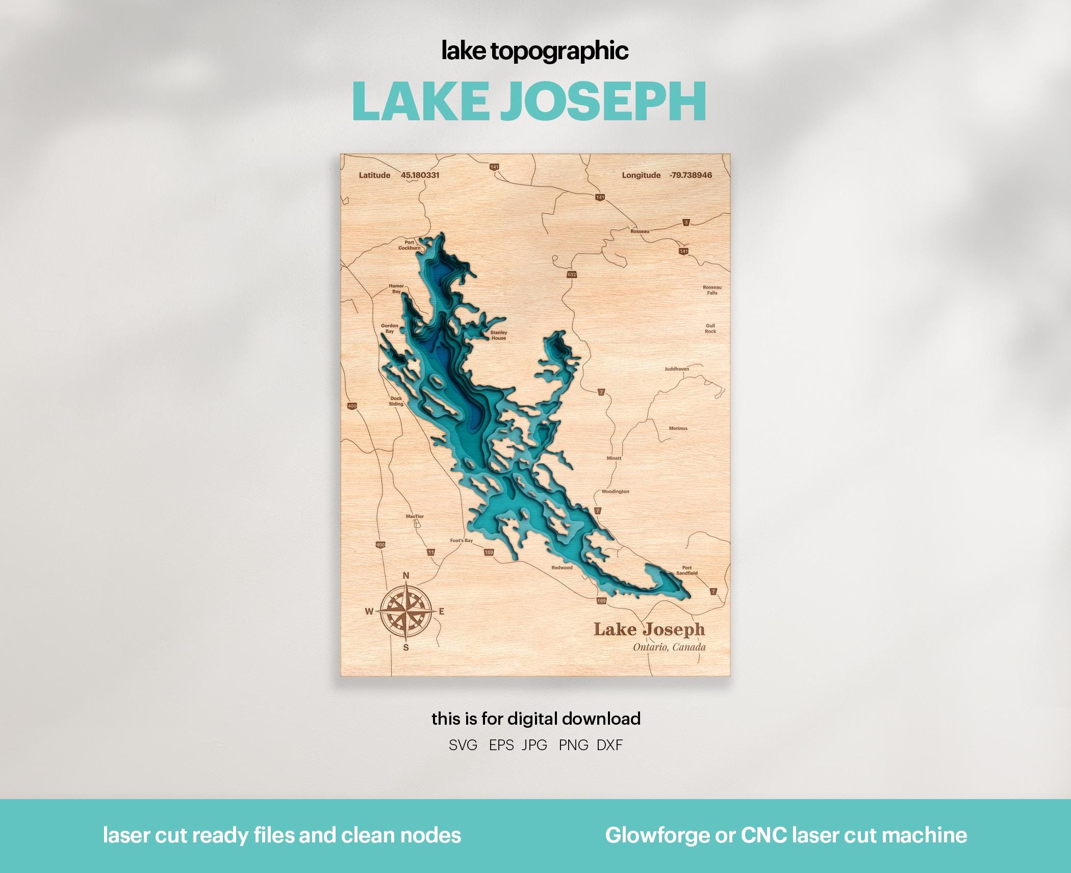 Joseph Lake Topographic Map SVG: 3D Wood Wall Art (digital Download) - Etsy
