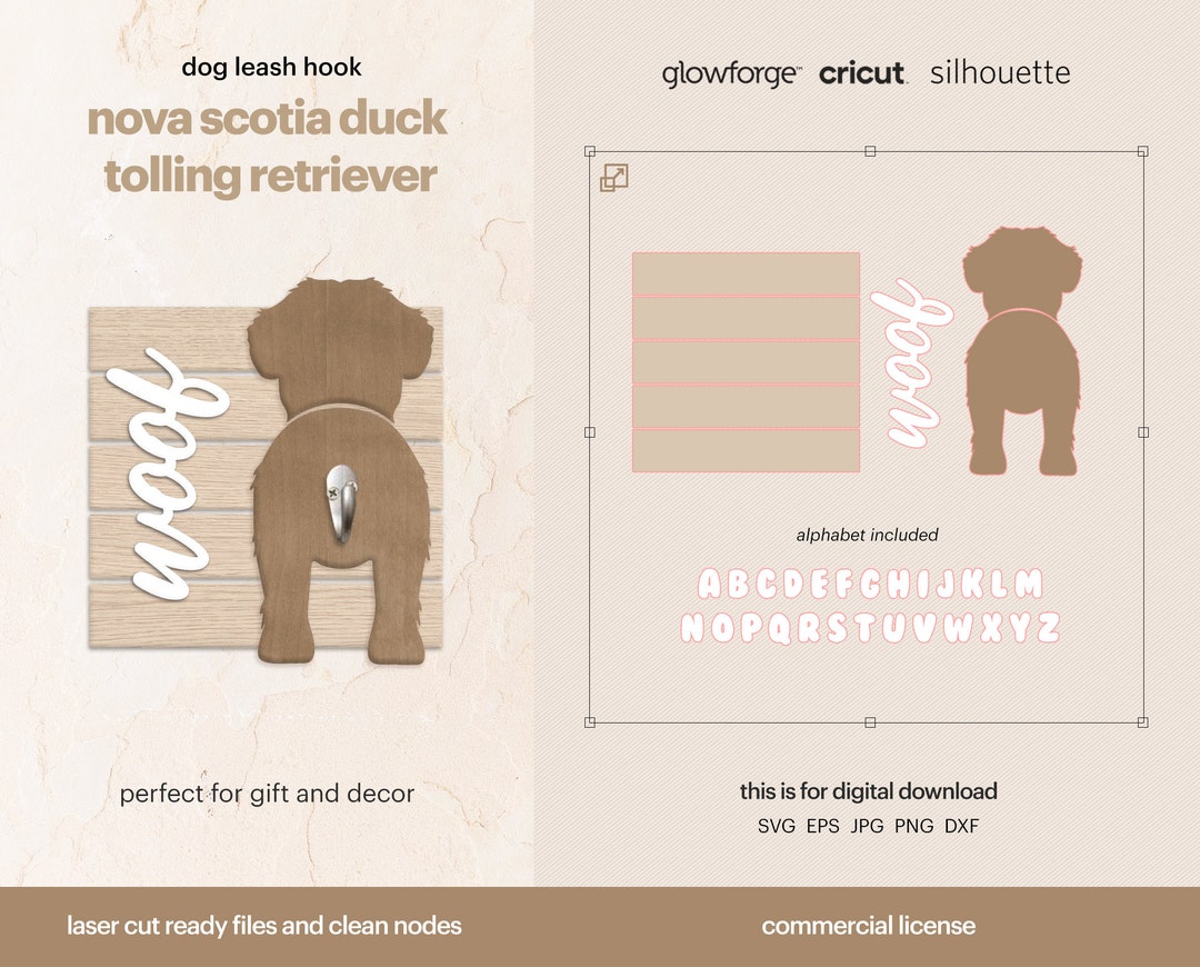 Nova Scotia Duck Toller SVG: Dog Leash Hook, Laser Cut File (digital ...