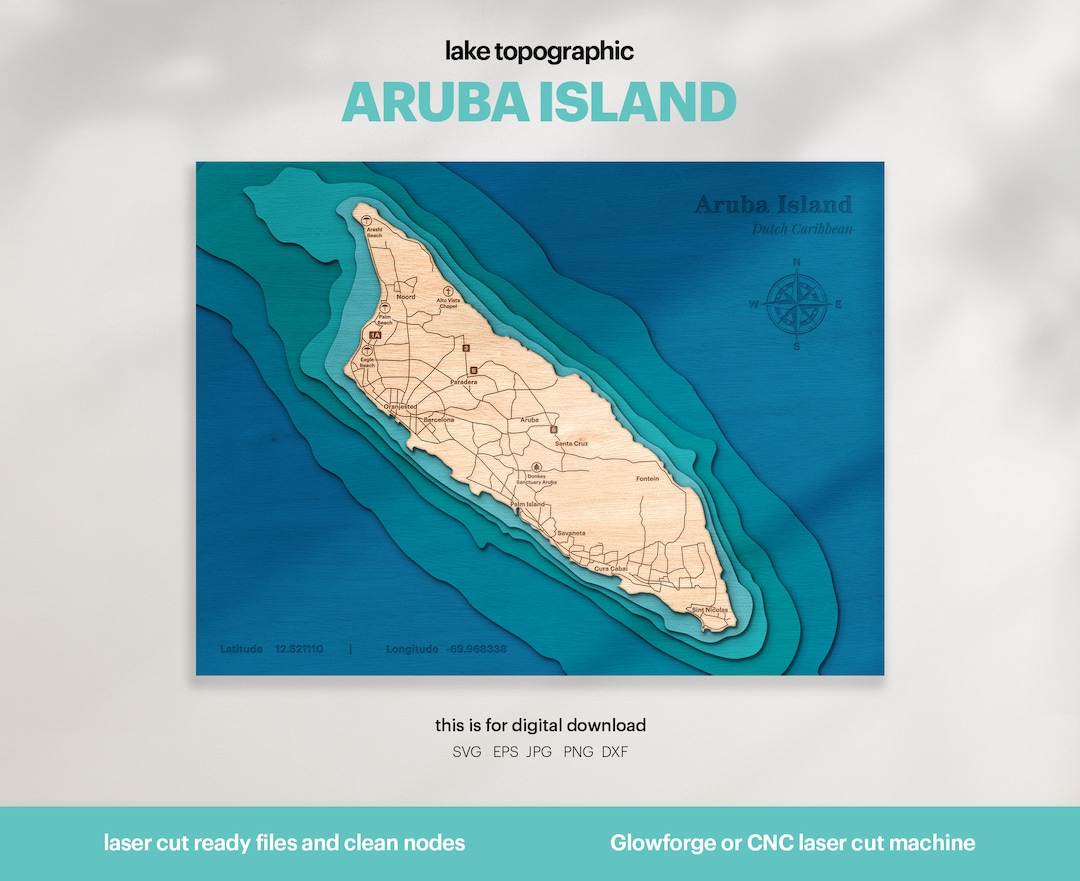 Aruba Island Map: 3D Topographic Laser Cut File (digital Download) - Etsy