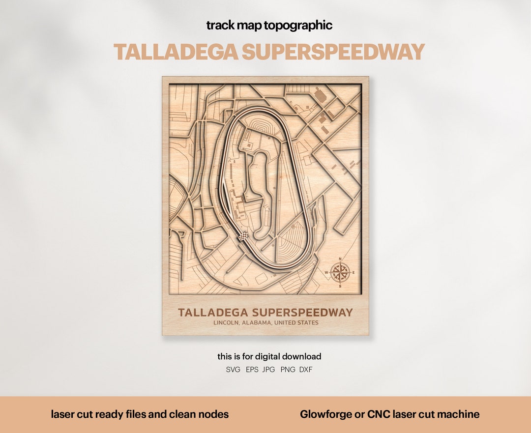 Alabama Race Track Map Topography: Laser Cut Files (digital Download ...