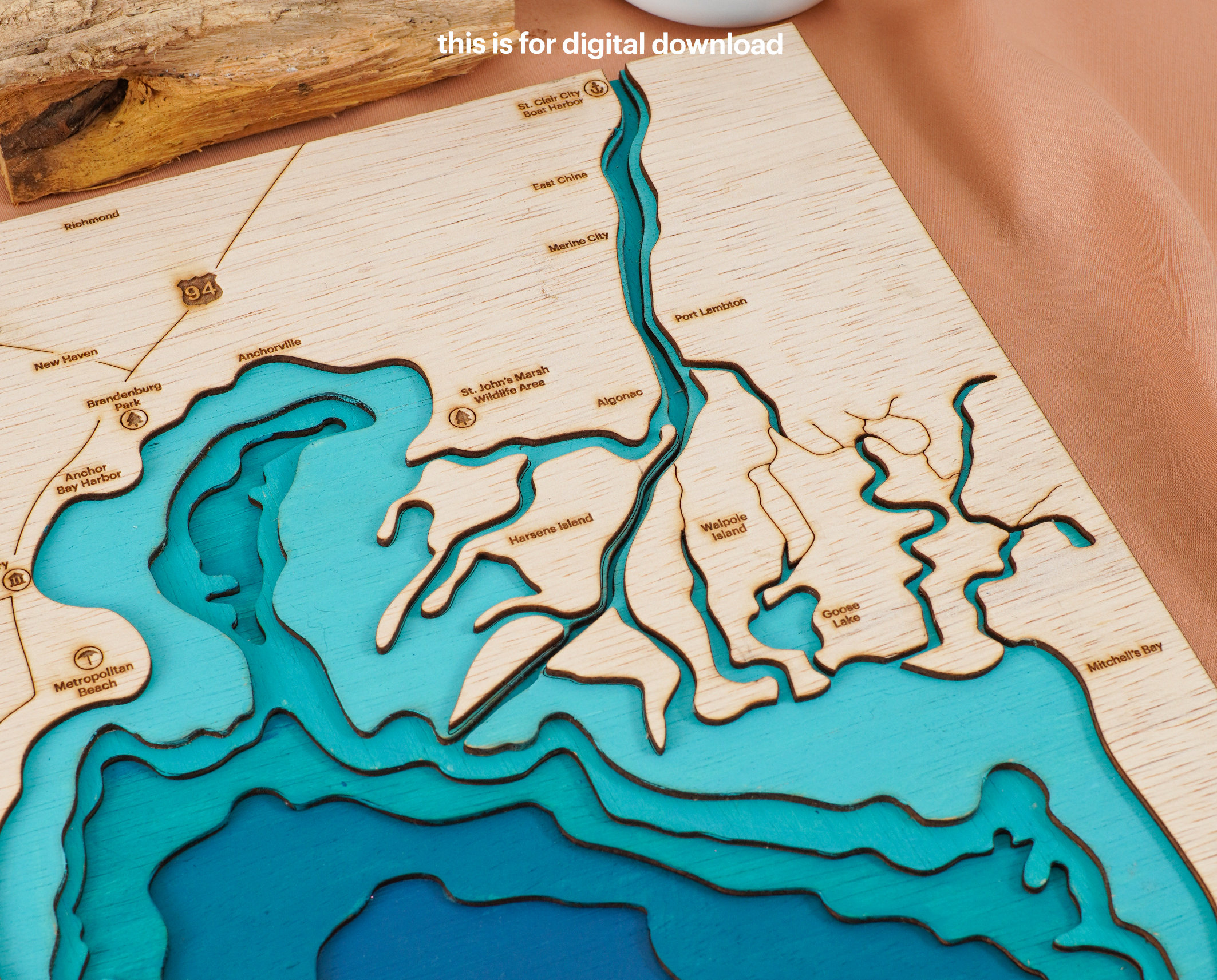 St. Clair Lake Topographic Map SVG: Laser Cut Files (digital Download ...