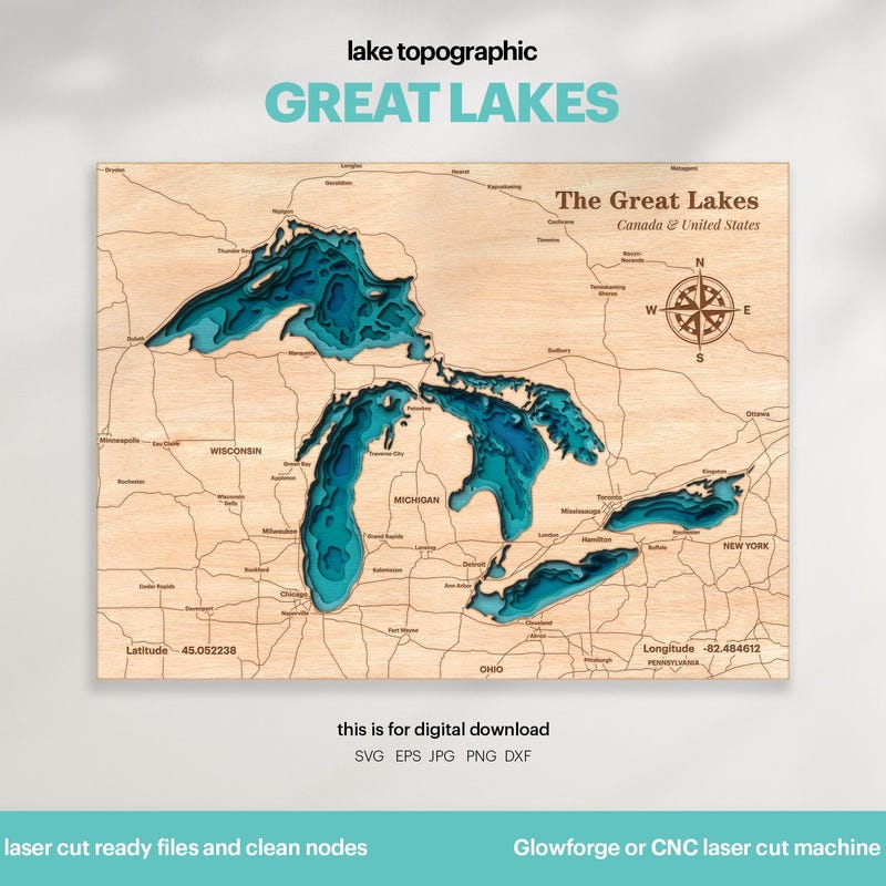 Wooden the Great Lakes - Etsy