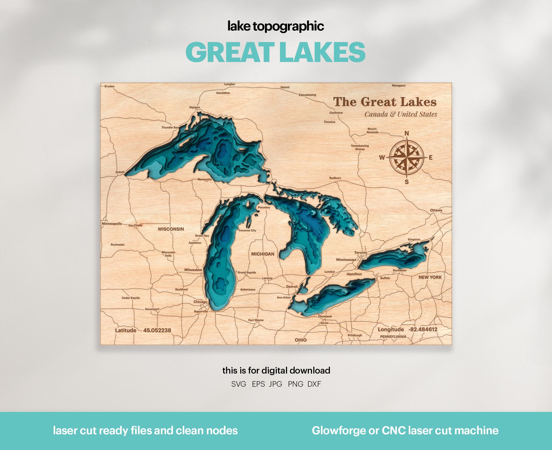 Great Lakes Area Map Draw A Topographic Map