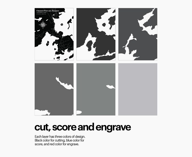 Channel Port Aux Basques Map SVG: 3D Topographic Laser Cut File ...