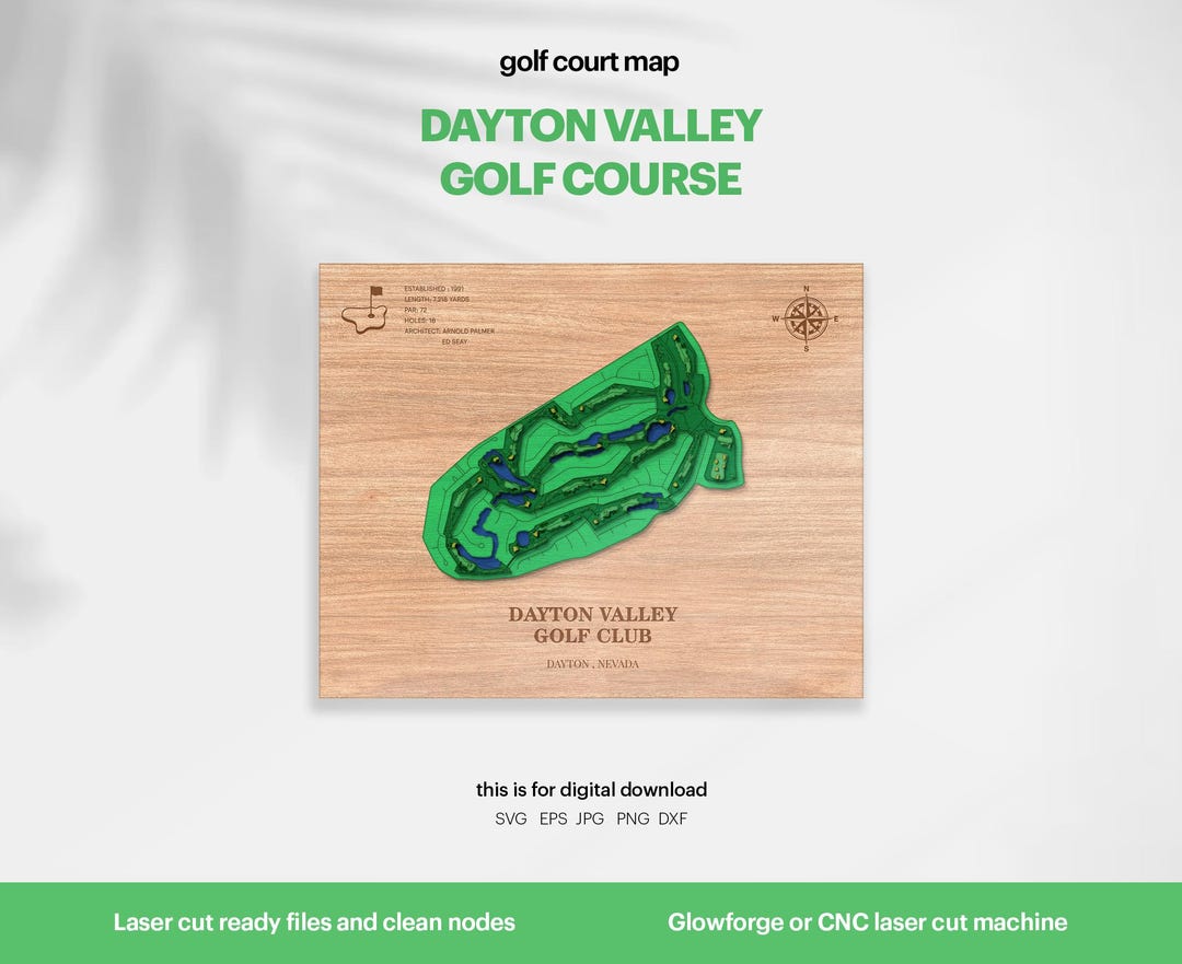 Golf Course Map, Dayton Golf Map, Gift for Golfer, Wood Map Layered ...