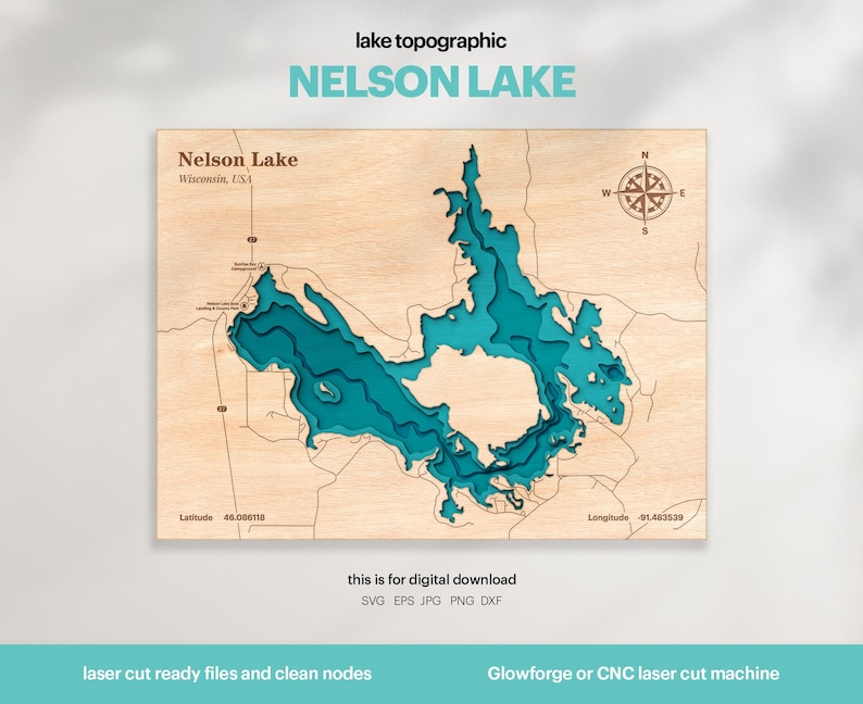 Nelson Lake Topographic Map SVG: 3D Wood Wall Art (digital Download) - Etsy