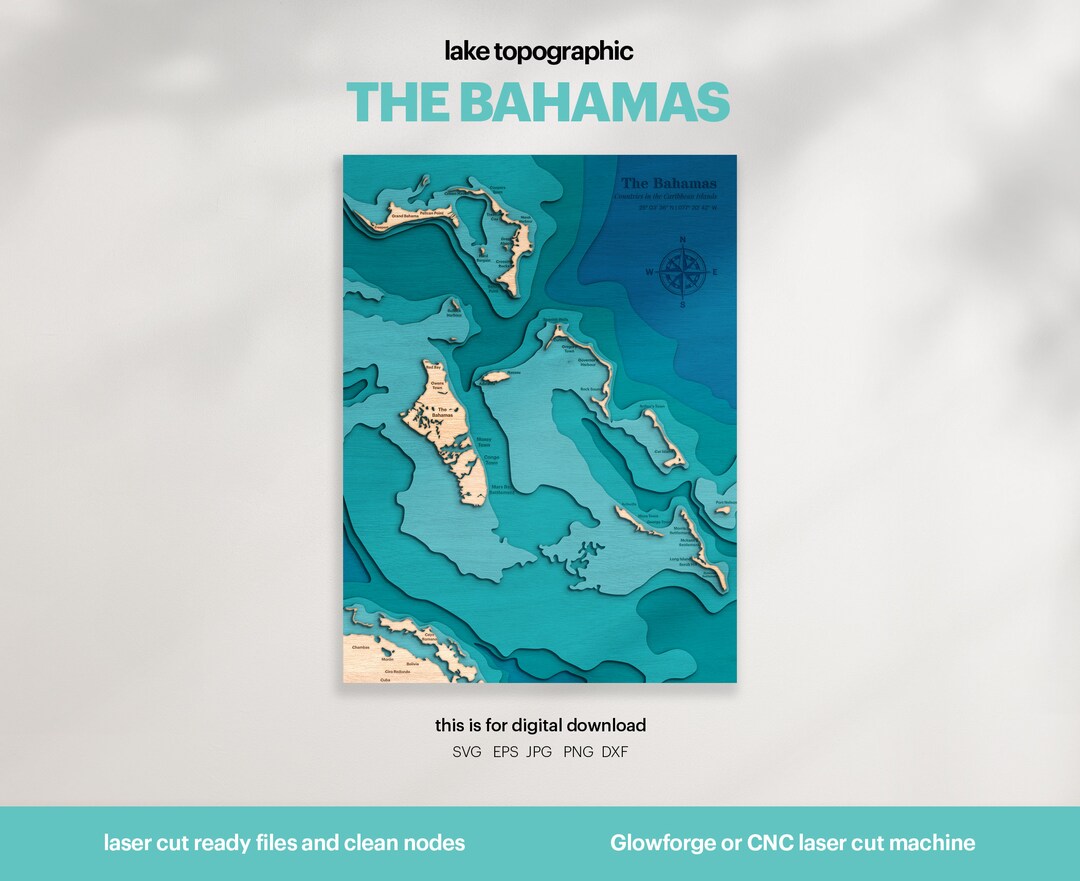 Bahamas Map SVG: 3D Topographic Wood Wall Art (digital Download) - Etsy