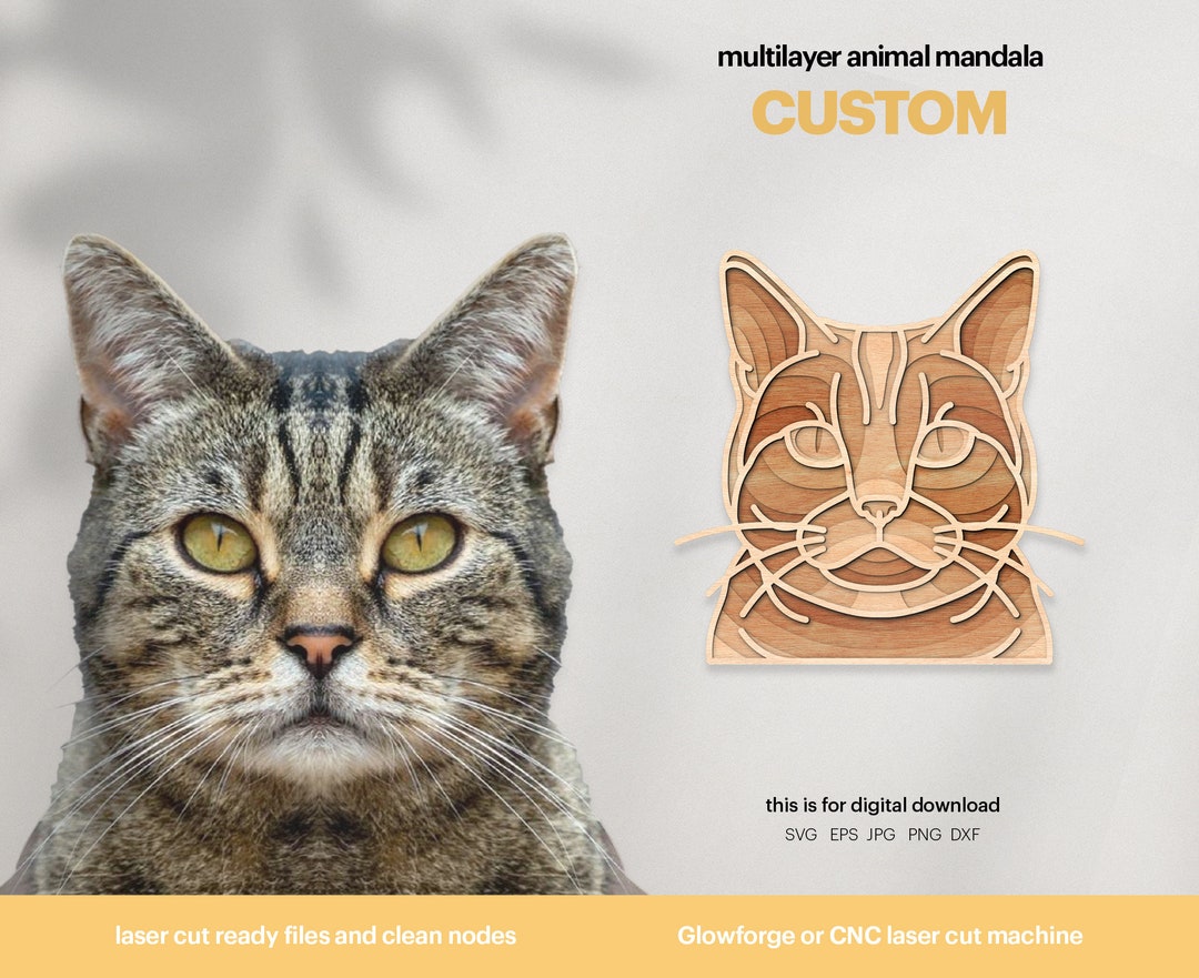 Custom Multilater Cat Mandala SVG, Cut File, Cat Lover, House Pet Sign ...