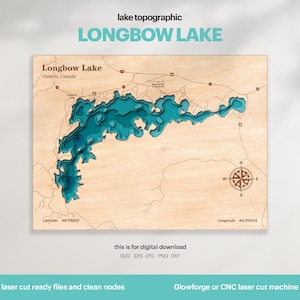 Longbow Lake Map SVG: 3D Topographic Laser Cut File (digital Download ...