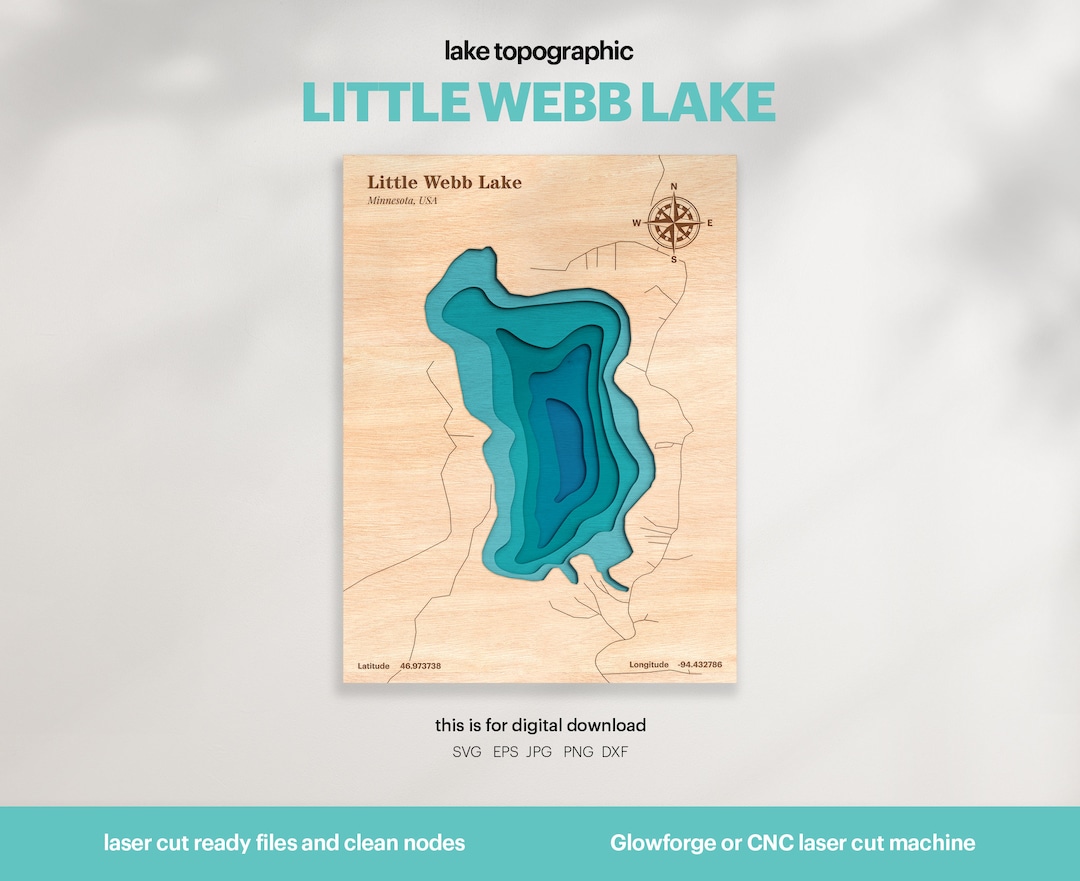 Lake House Decor, Little Webb Lake Map SVG, Wood Wall Decor Gift ...