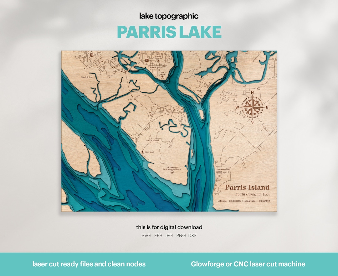 Lake House Decor, Parris Lake Map SVG, Wood Wall Decor Gift ...