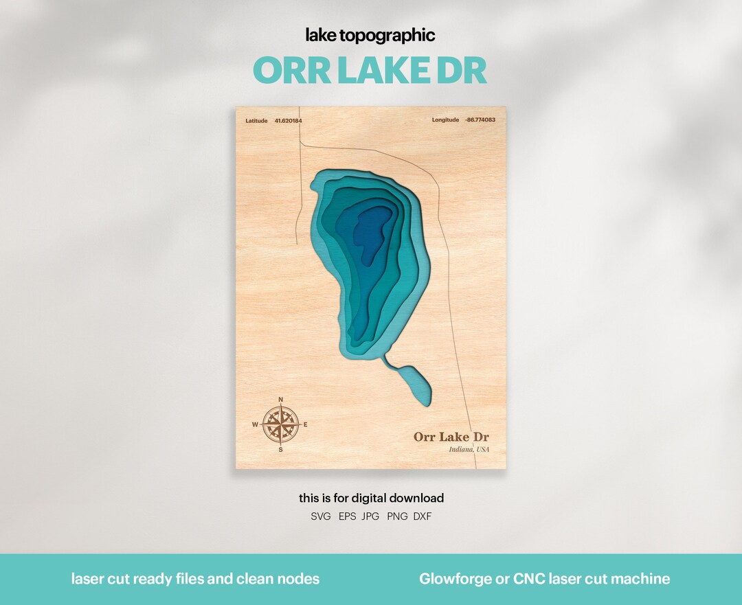 Lake House Decor, Orr Lake Map SVG, Wood Wall Decor Gift, Topographic ...