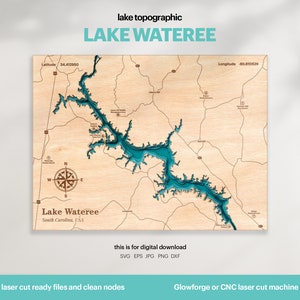 Lake House Decor, Wateree Lake Map SVG, Wood Wall Decor Gift ...
