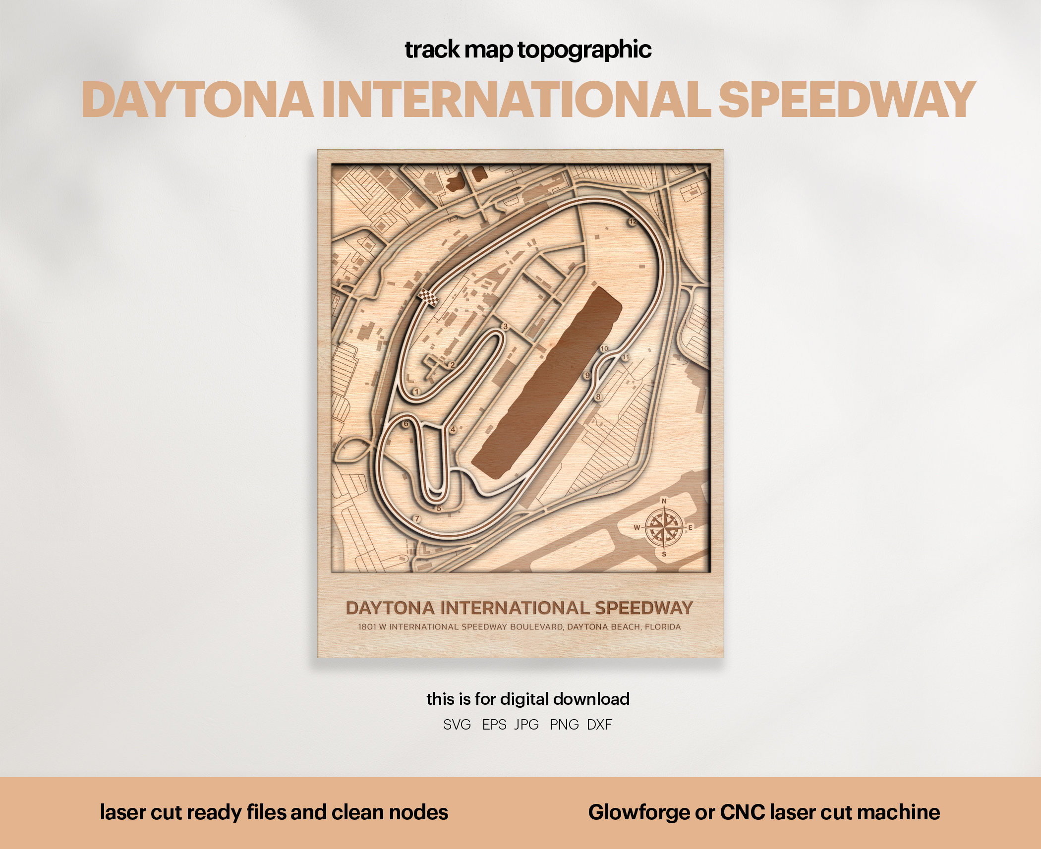 Race Tracks Map Topography, Daytona International Speedway Map SVG ...