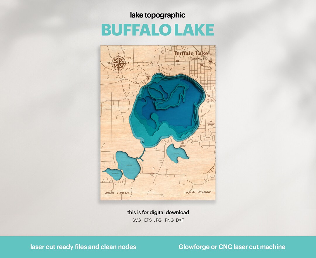Lake House Decor, Buffalo Lake Map SVG, Wood Wall Decor Gift ...