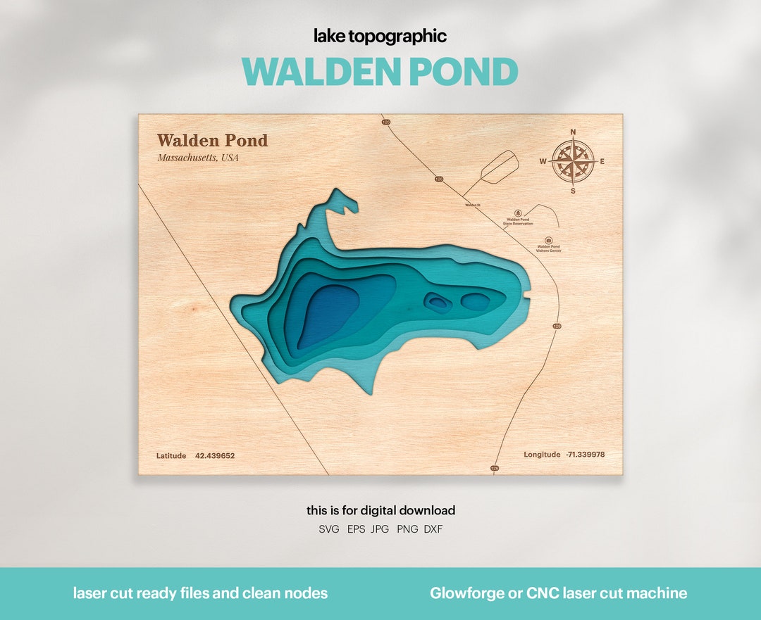Walden Pond Map: 3D Topographic Laser Cut File (digital Download) - Etsy