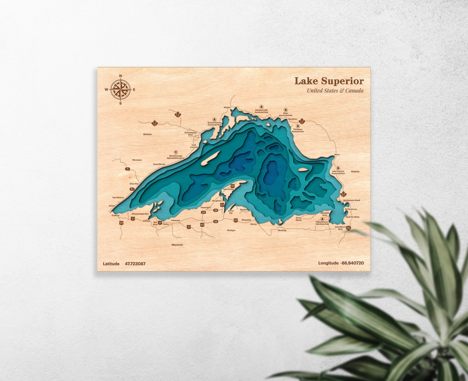 Lake Superior Map SVG: 3D Topographic Laser Cut File (digital Download ...