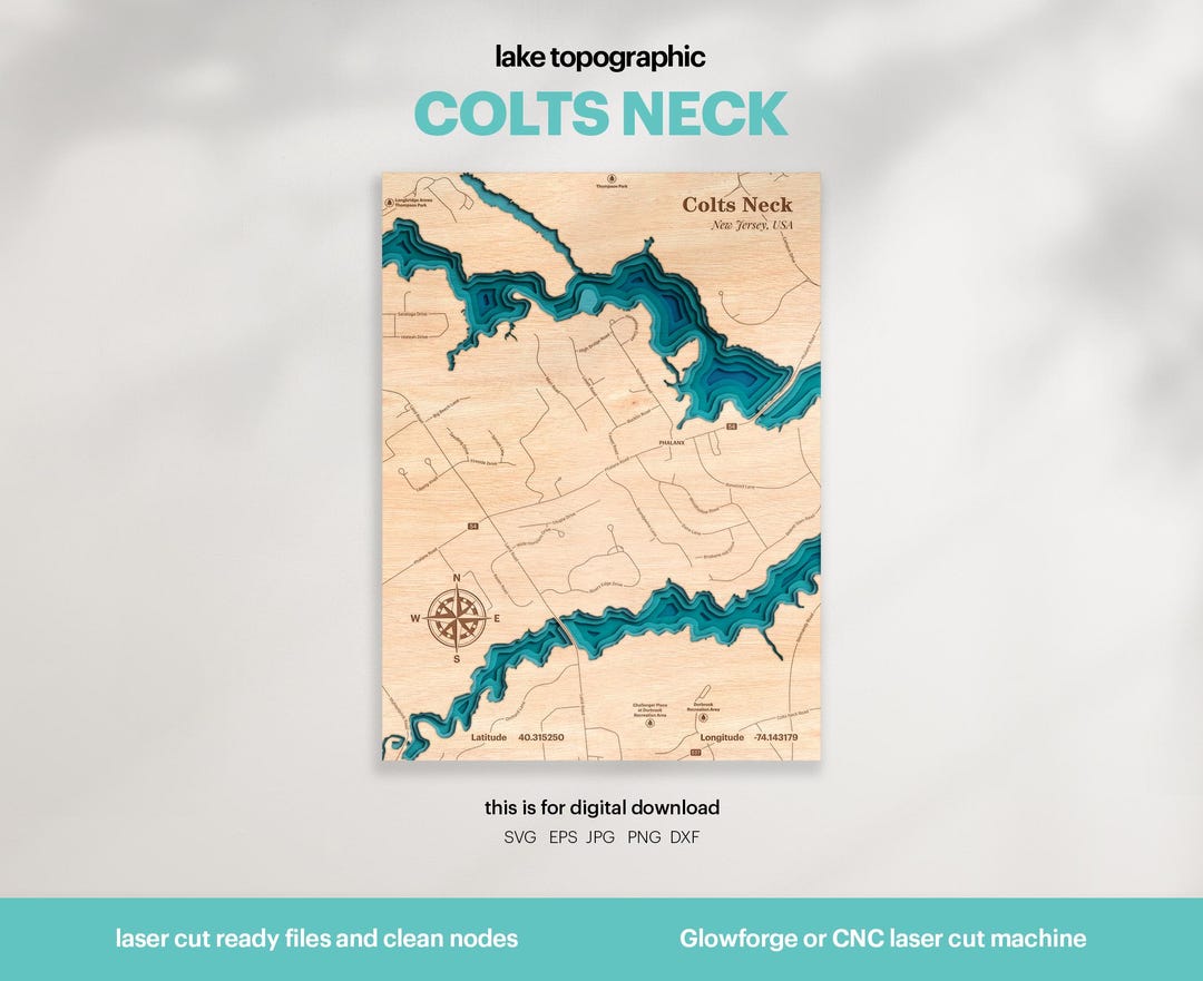 Colts Neck Topographic Map SVG: 3D Wood Wall Art (digital Download) - Etsy