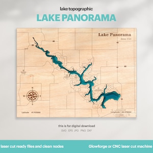 Lake House Decor, Panorama Lake Map SVG, Wood Wall Decor Gift ...
