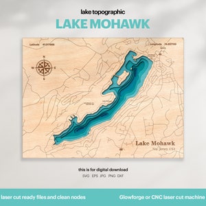 Lake House Decor, Mohawk Lake Map SVG, Wood Wall Decor Gift ...